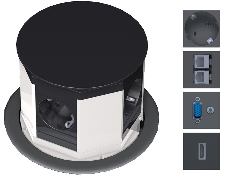 Bachmann LIFT 1x Power socket outlets 2x CAT6 1x VGA 1x mini stereo 1x ...