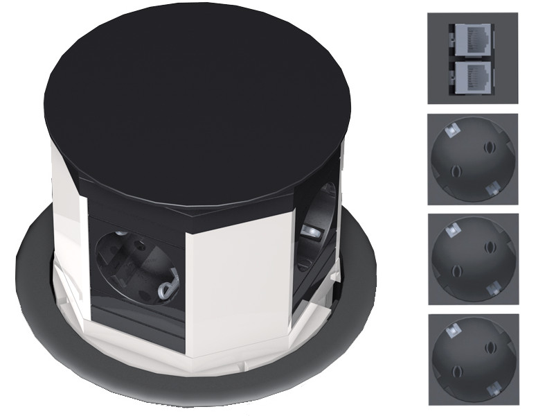 Bachmann LIFT 3x Power socket outlets 2x CAT6 black (904.001)