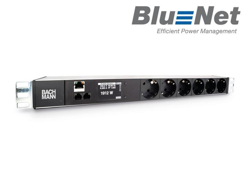 Bachmann 19 inch power strip, BlueNet BN2000, 6x sockets, 329.3009