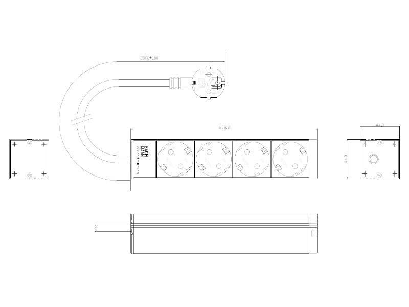 Bachmann 10inch power strip, 4x socket, 333.0122