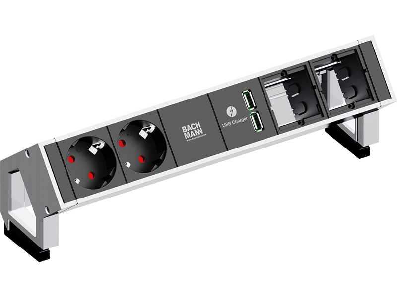Bachmann DESK 2 2x Power socket outlets 1x USB charger 2x Custom inox ...