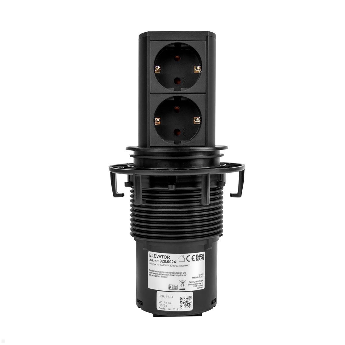 Retractable power strip Bachmann ELEVATOR, 2x socket