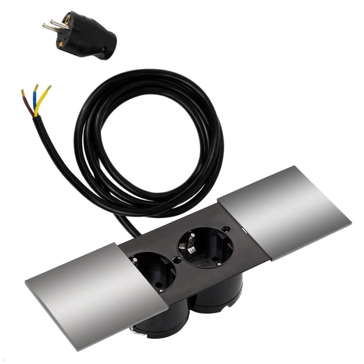 2-way built-in socket, cover stainless steel Bachmann DUE