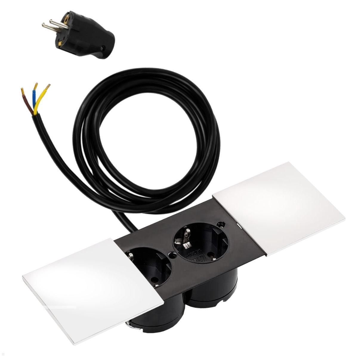 2-way built-in socket outlet, cover in white Bachmann DUE