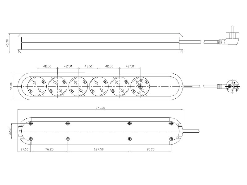 Bachmann SMART, 6x power strip supply cable 1,5m, 381.147K