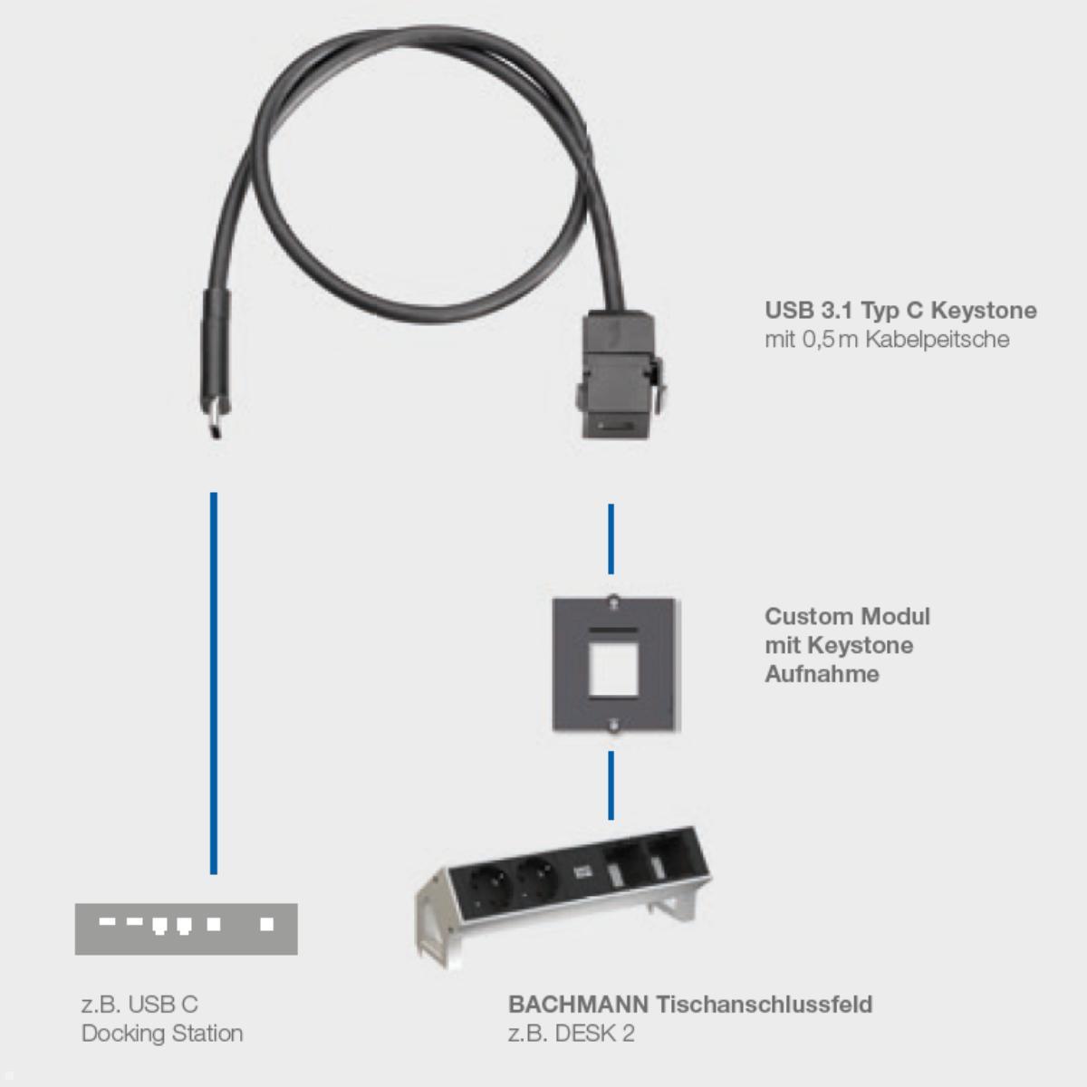 USB-C 3.1 Keystone module Bachmann (917.1212), black
