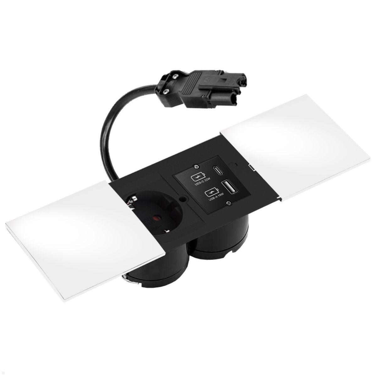 Built-in socket with USB A/C, cover white, Bachmann DUE