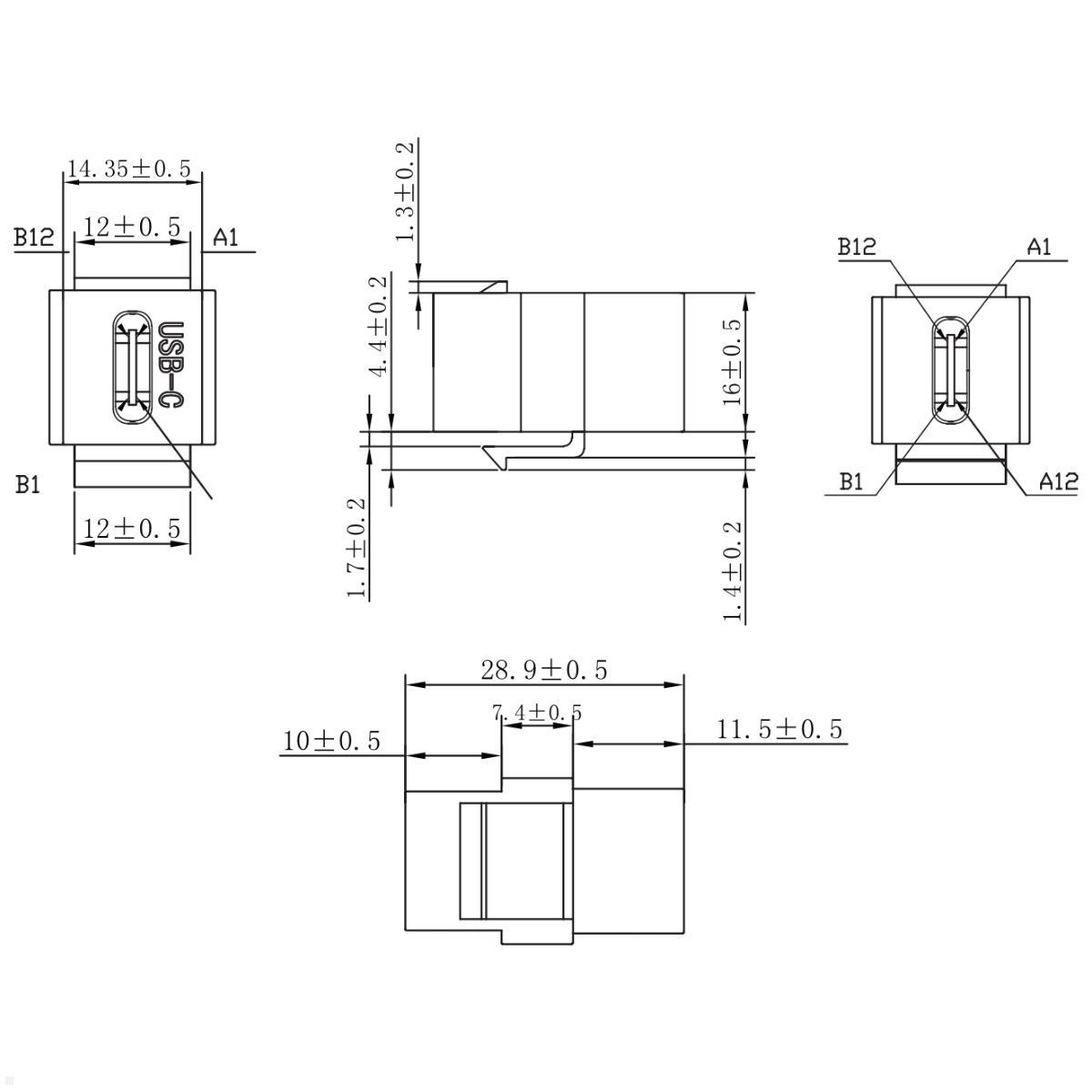 USB-C 3.1 Gen 2 Keystone module TecLines TKM014B, black