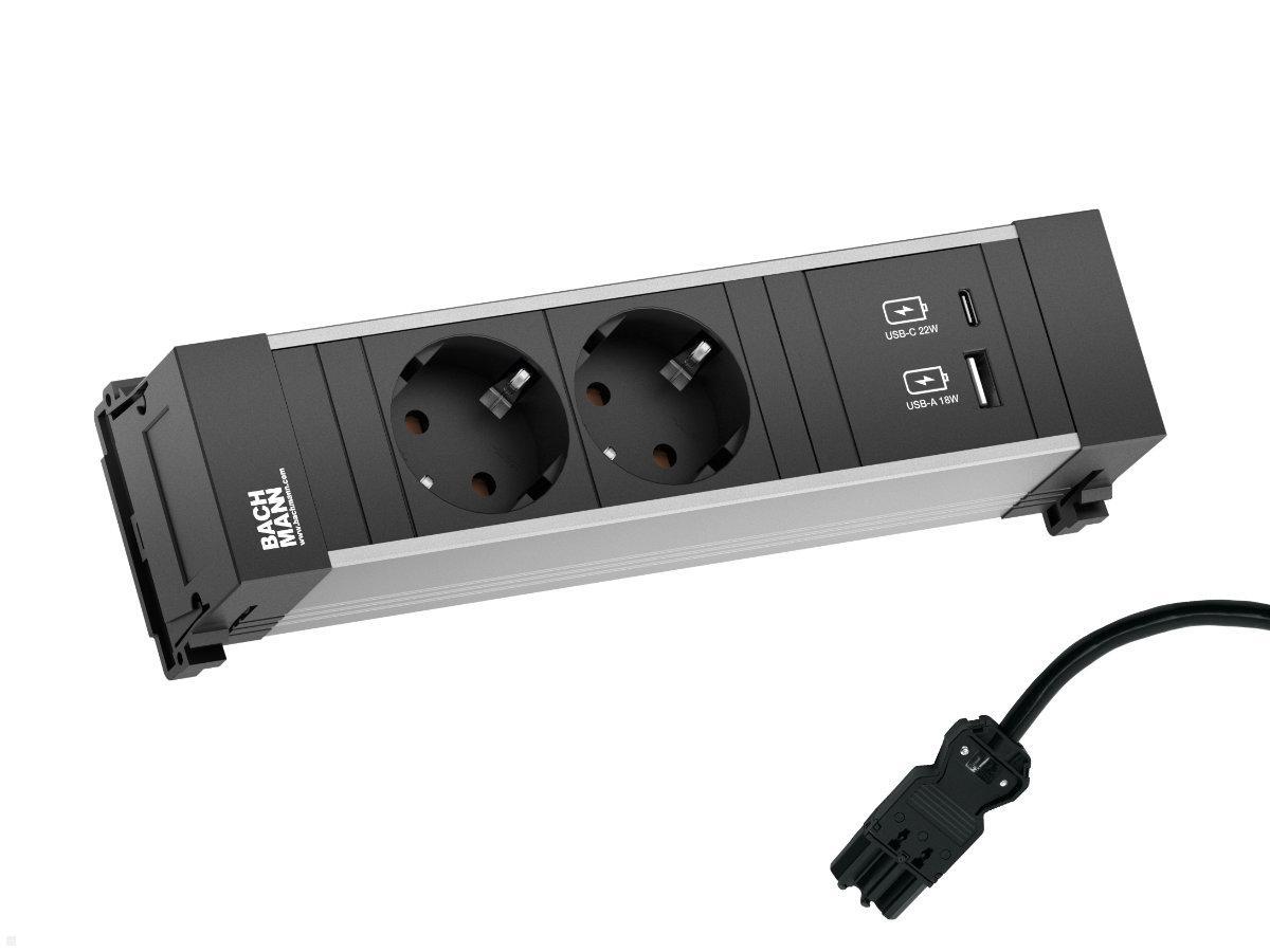 Bachmann Power Frame, 2x socket, 1 USB-C / USB-A charger