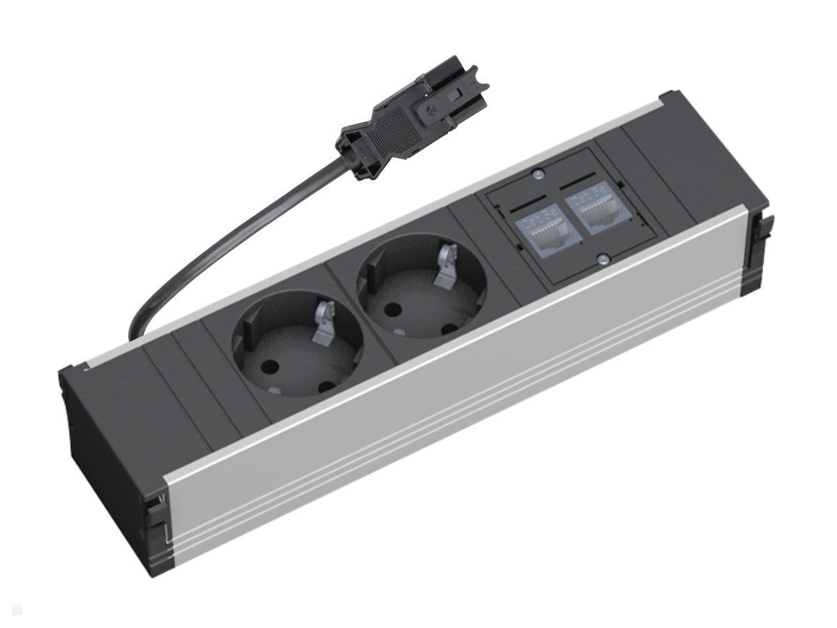 Bachmann CONI power strips 3-fold: 2x CAT5e, 2x german type outlet