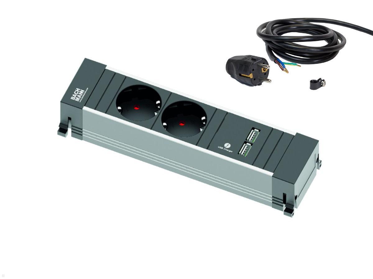 Bachmann Power Frame 3-fold 2x socket double USB 916.1193