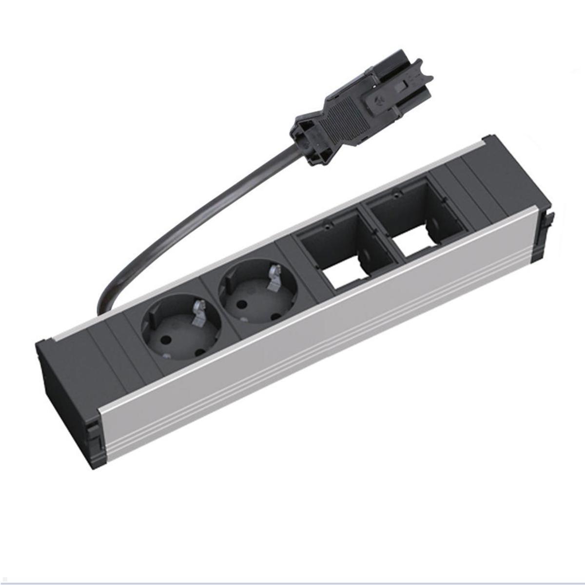 Power strip 4-way, 2x sockets, Bachmann CONI 912.027, black