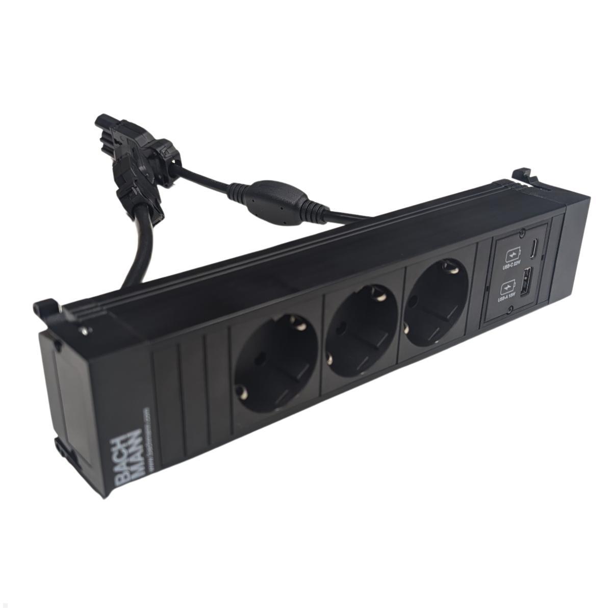 Bachmann Power Frame, 2-way sockets, 1 USB-A / -C charger