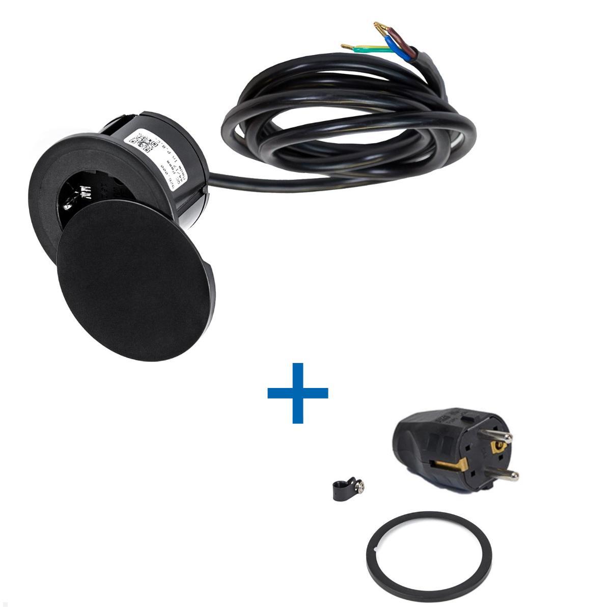 Built-in socket black with cover - Bachmann PIX 926.001D