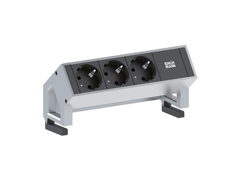 Bachmann DESK 2 3x Power socket outlets stainless steel (902.4048 ...