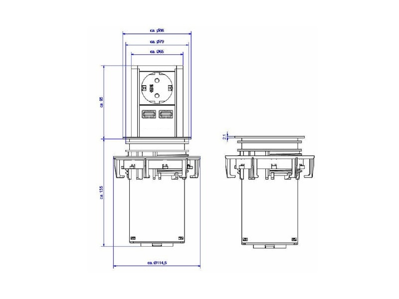 Bachmann ELEVATOR, 1x power socket, 2x USB Charger, 928.017