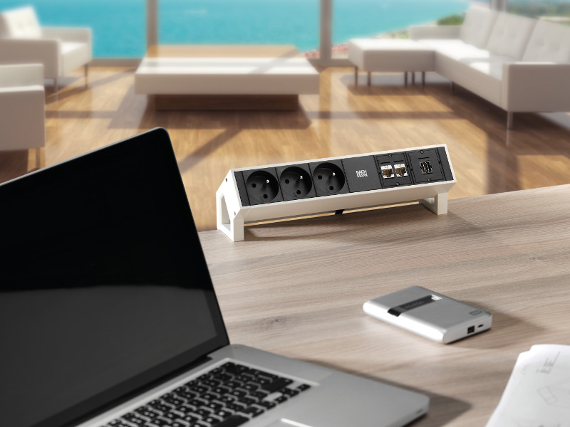 Bachmann DESK 2 3x Power socket outlets 2x CAT6 1x USB 1x HDMI white ...