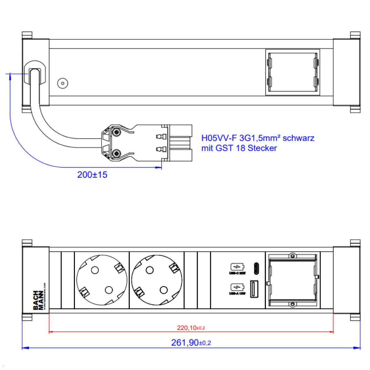 Built-in socket USB / CM, Bachmann Power Frame (916.504)