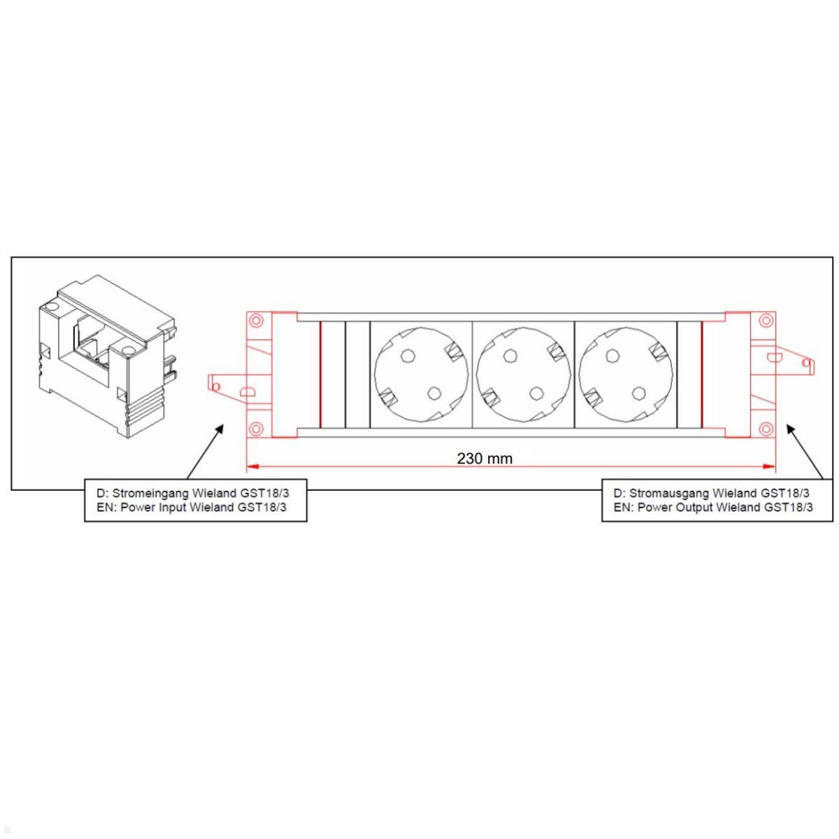 Multiple 3-way powerstrip STEP BASE Bachmann (906.18818)