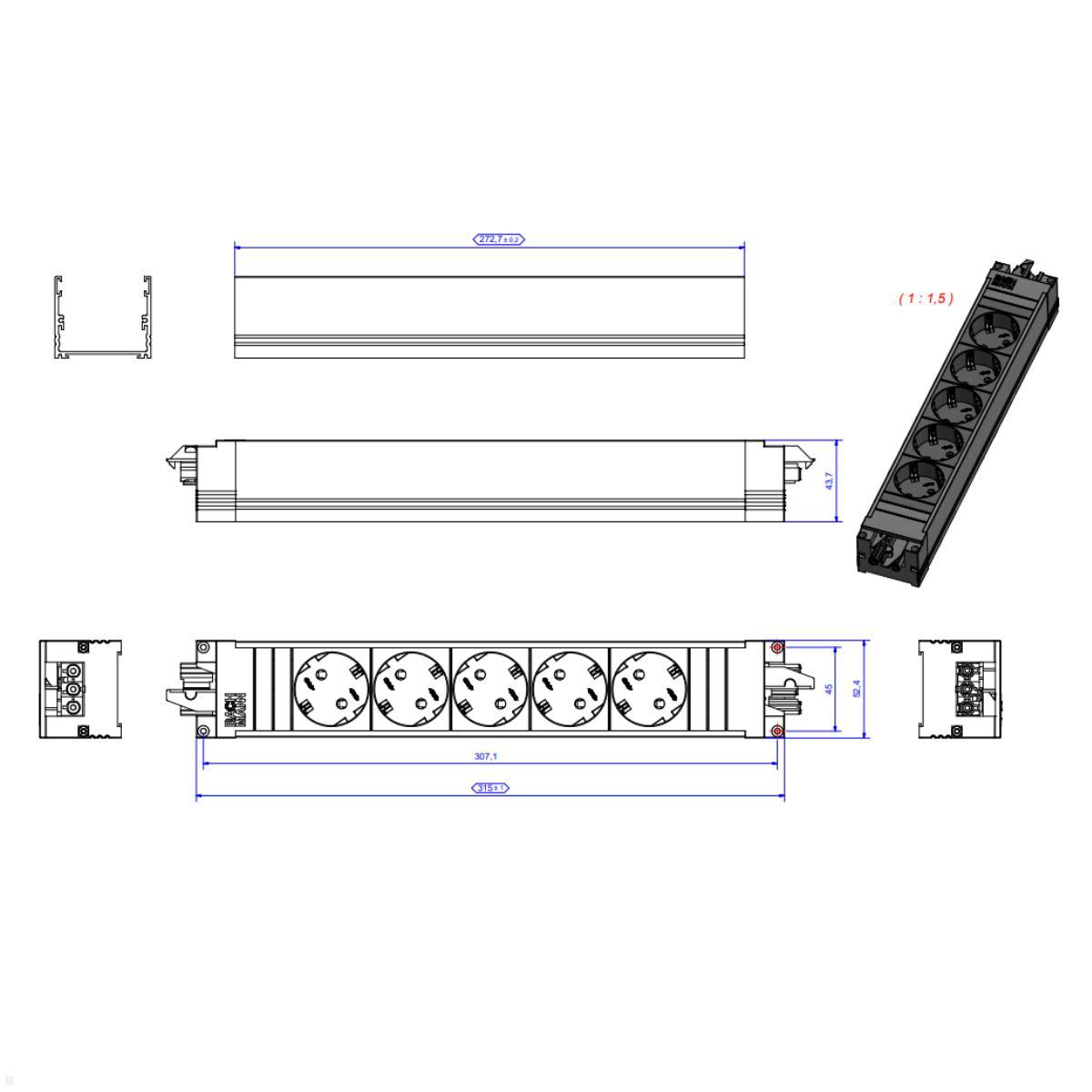 5-way power strip GST18, Bachmann STEP BASE 906.18821