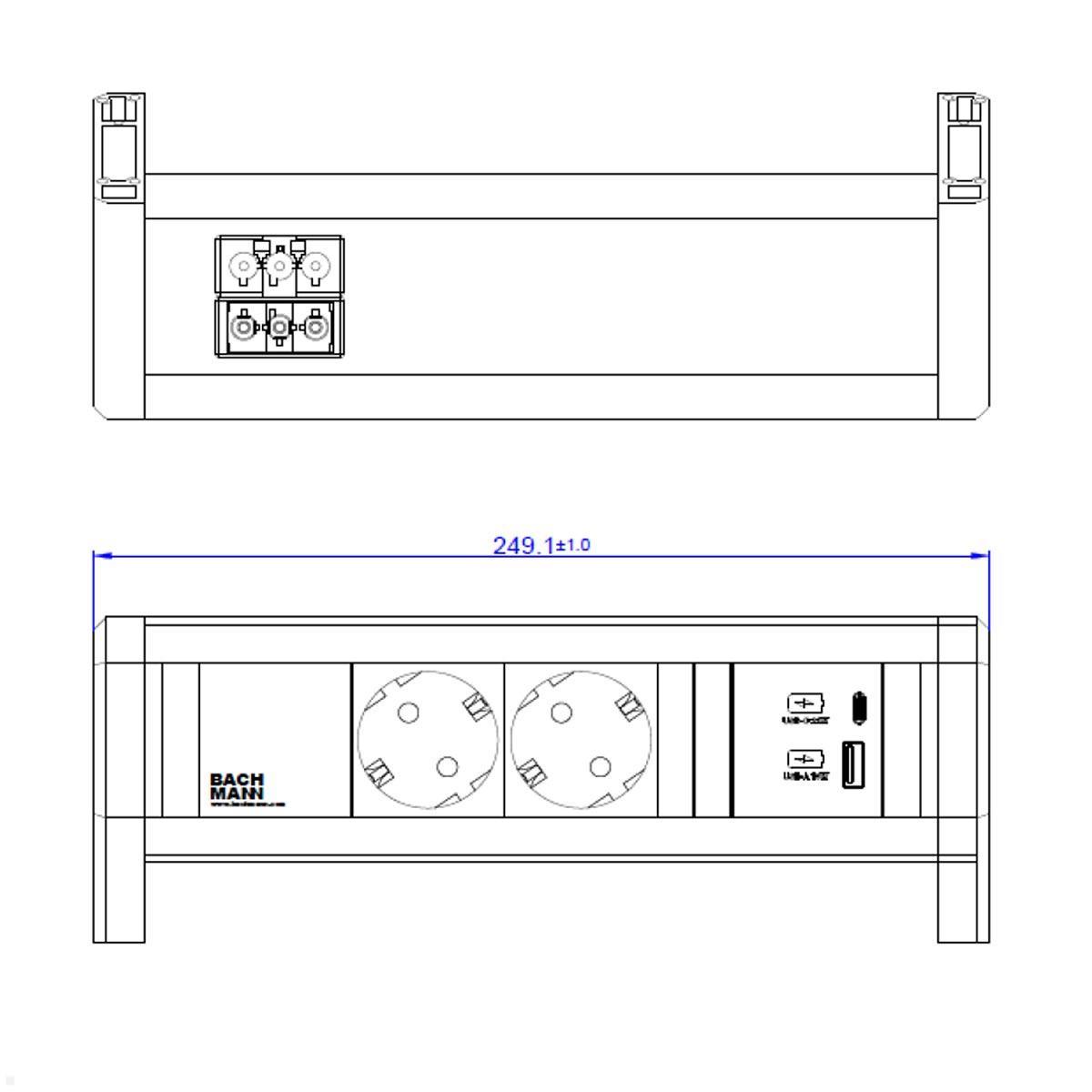 Socket with USB-C and USB A charger, Bachmann 902.0811